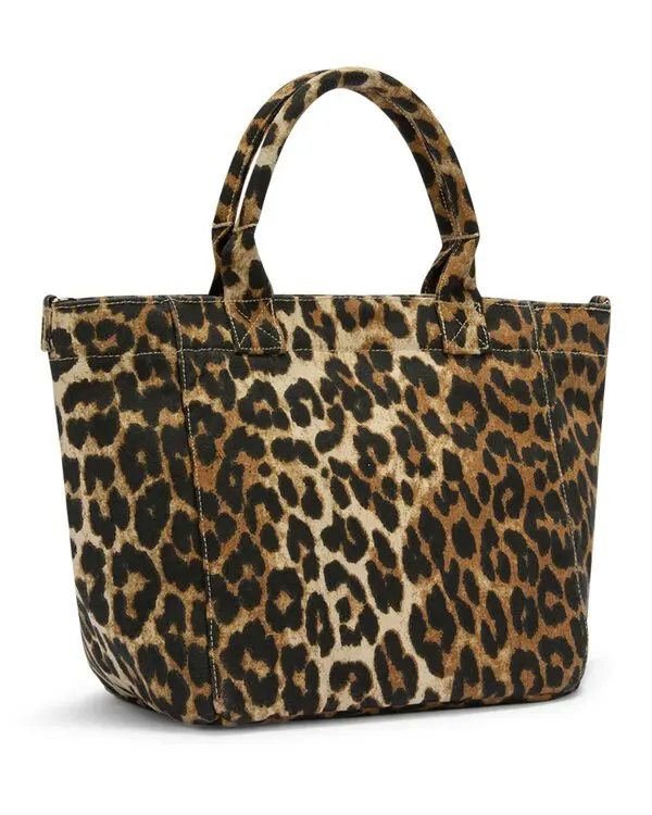 GANNI Small Daisy Duck Leopard Print Shopper Tote