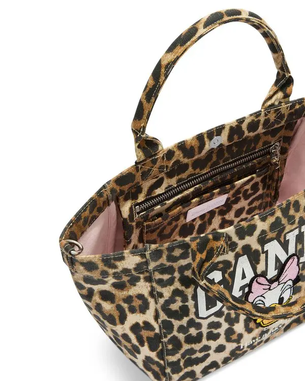 GANNI Small Daisy Duck Leopard Print Shopper Tote