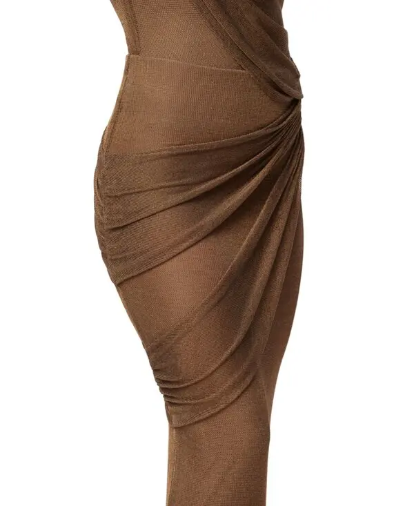 JLUXLABEL Opulent Metallic Maxi Skirt - Brown