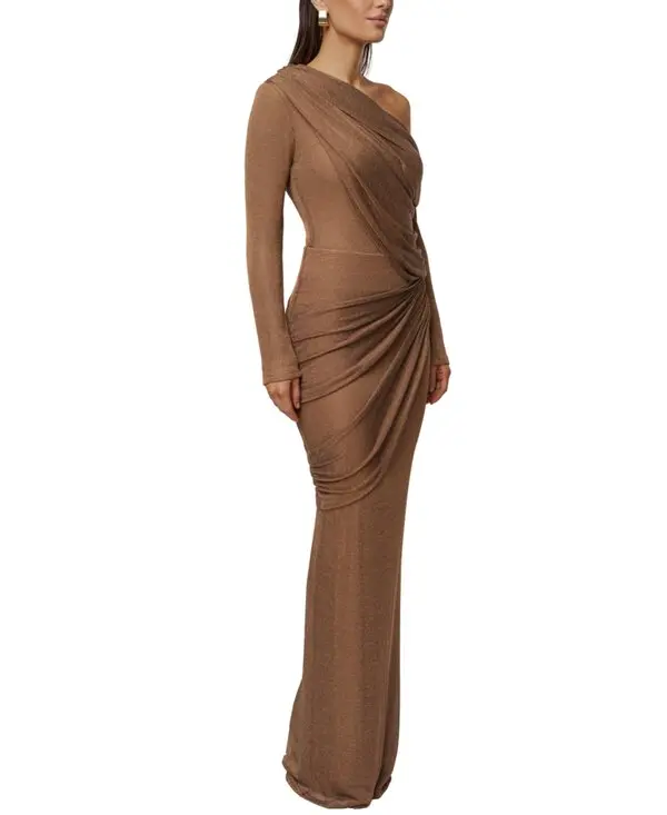 JLUXLABEL Opulent Metallic Maxi Skirt - Brown