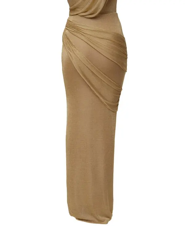 JLUXLABEL Opulent Metallic Maxi Skirt - Gold