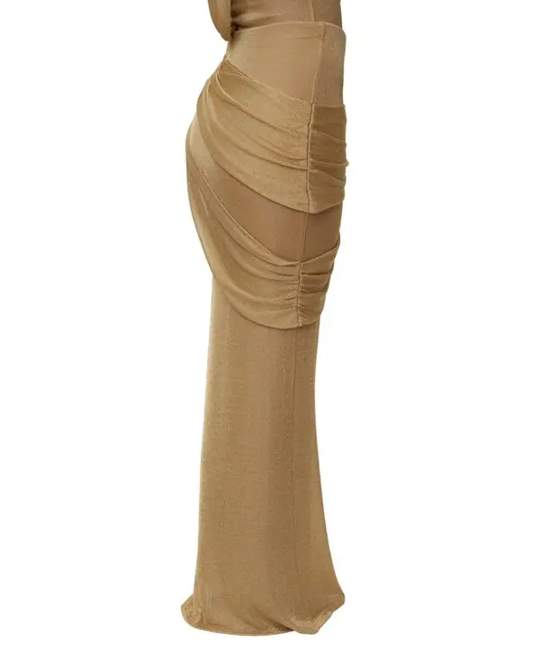JLUXLABEL Opulent Metallic Maxi Skirt - Gold