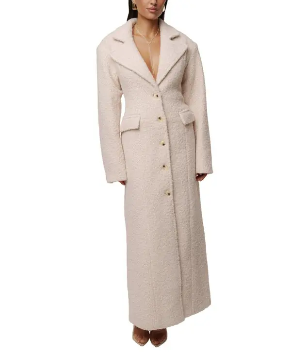 JLUXLABEL Textured Full-length Coat With Notched Lapel