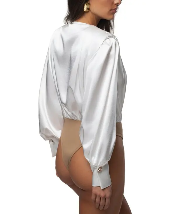 JLUXLABEL Satin Radiance Bodysuit - White