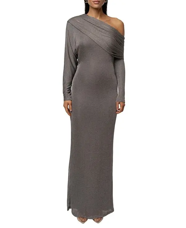 JLUXLABEL Drape And Shine Maxi Dress - Silver