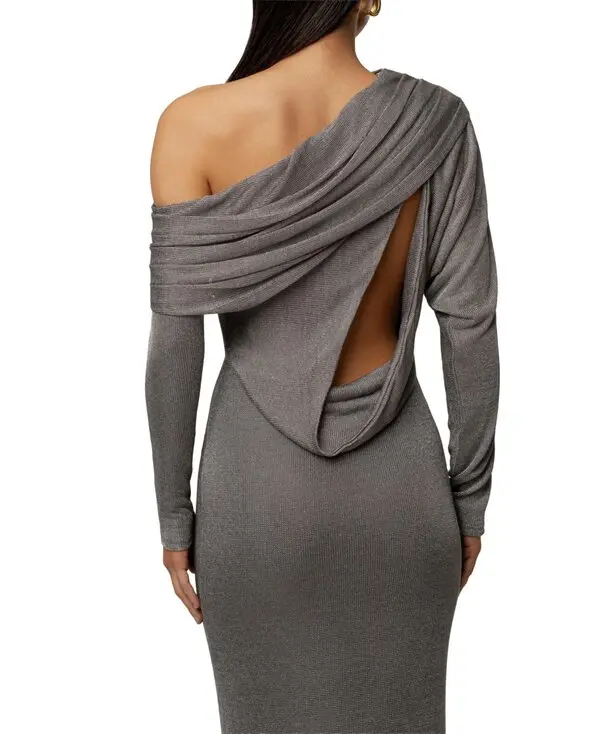 JLUXLABEL Drape And Shine Maxi Dress - Silver