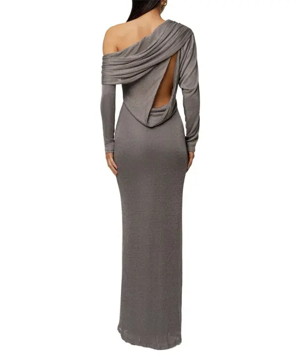 JLUXLABEL Drape And Shine Maxi Dress - Silver