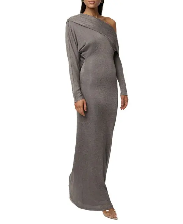 JLUXLABEL Drape And Shine Maxi Dress - Silver