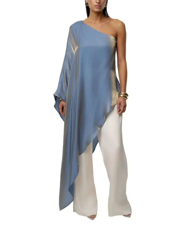 JLUXLABEL Cher Iridescent One-shoulder Top With Asymmetrical Hem