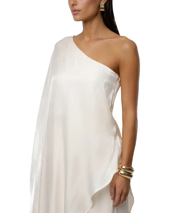 JLUXLABEL Cher Iridescent One-shoulder Top With Asymmetrical Hem - Cream