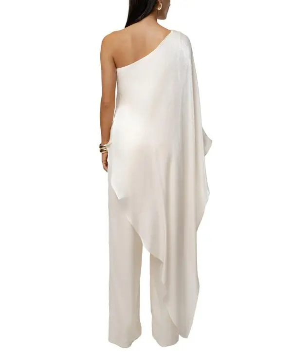 JLUXLABEL Cher Iridescent One-shoulder Top With Asymmetrical Hem - Cream