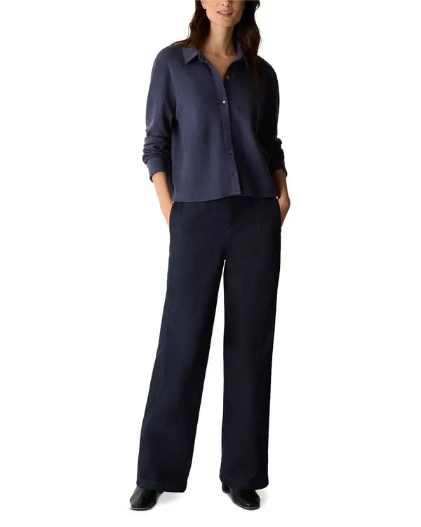 Eileen Fisher Stretch Jersey Classic Collar Shirt