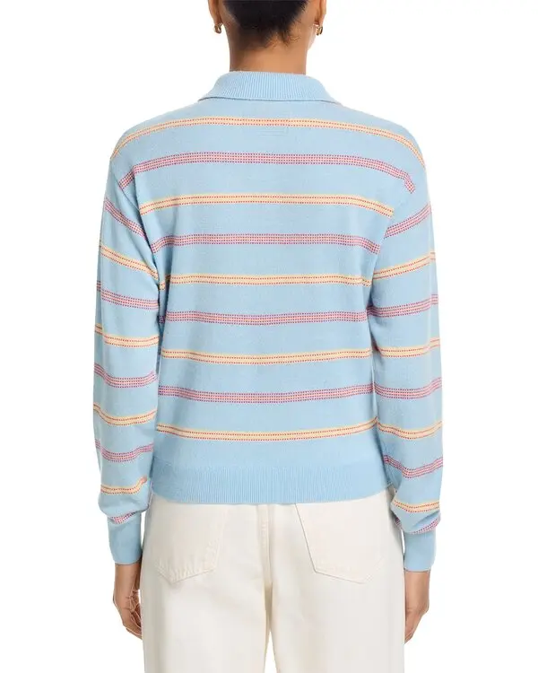 Guest In Residence Collegiate Stripe Cashmere Sweater - Clear Sky