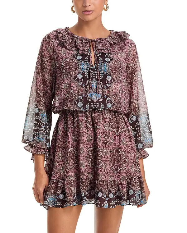 Aqua Ruffled Mini Dress