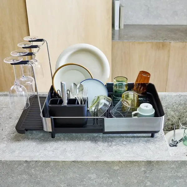 JOSEPH JOSEPH Extend Steel Plus Expandable Dish Rack With Wine Glass Holder