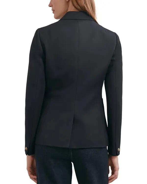 REISS Double Breasted Wool-blend Twill Blazer - Navy