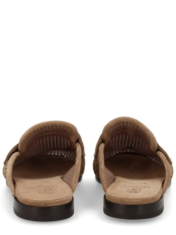 Brunello Cucinelli Sparkling Net Mules - Buff