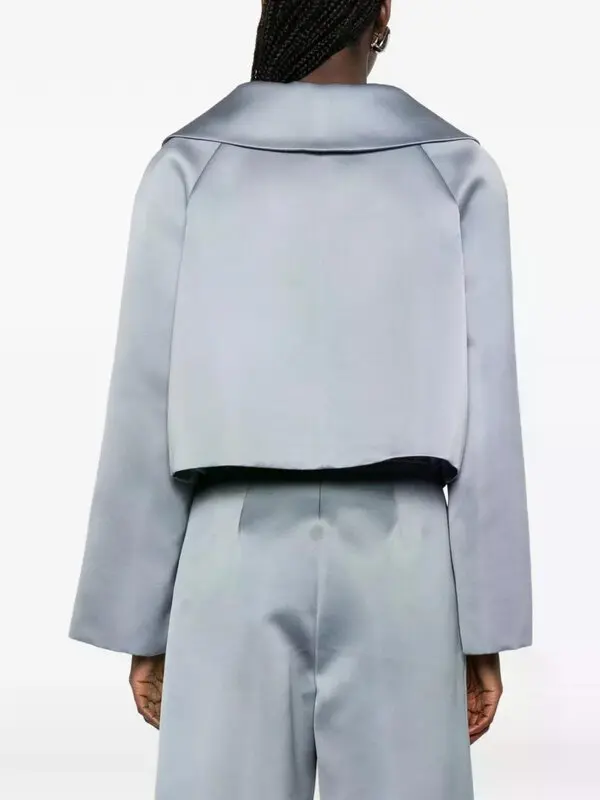 P.a.r.o.s.h Cropped Jacket With Wide Sleeves And Pointed Collar - Blue