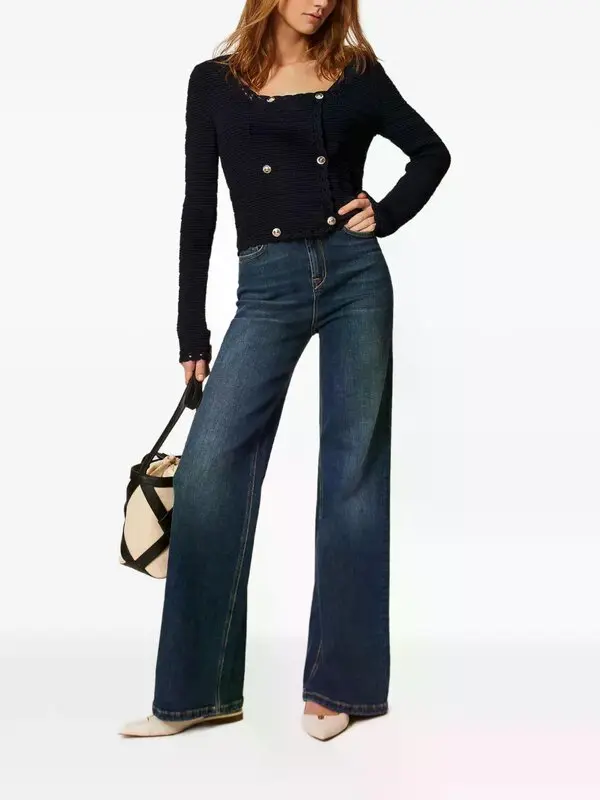 TWINSET Crochet-knit Cardigan With Gold-tone Buttons