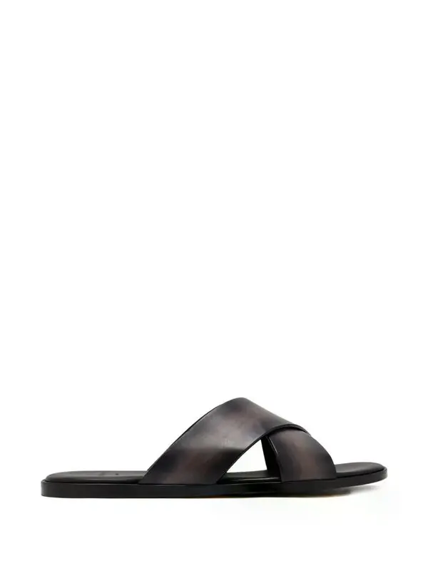 Magnanni Criss Cross Leather Sandals - Grey