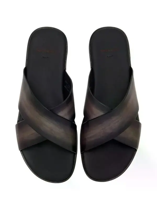Magnanni Criss Cross Leather Sandals - Grey