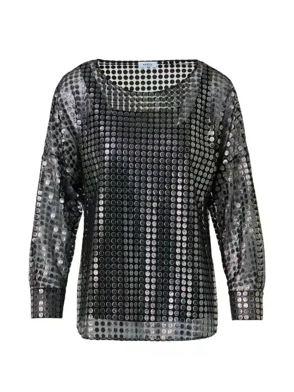 Akris Brushed Metallic Dot-embroidered Blouse
