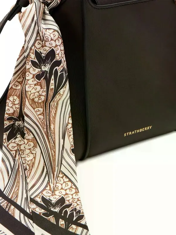 Strathberry Tote Bag With Floral Scarf - Brown