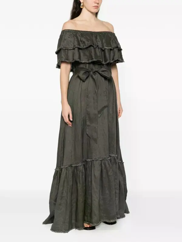 P.a.r.o.s.h Belt-detail Maxi Dress - Grey