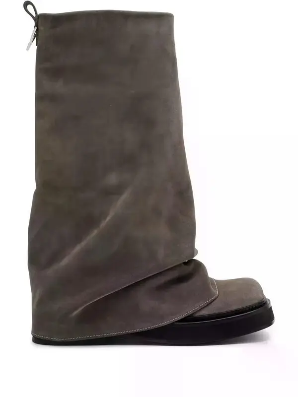 Attico Robin Suede Combat Boots - Grey