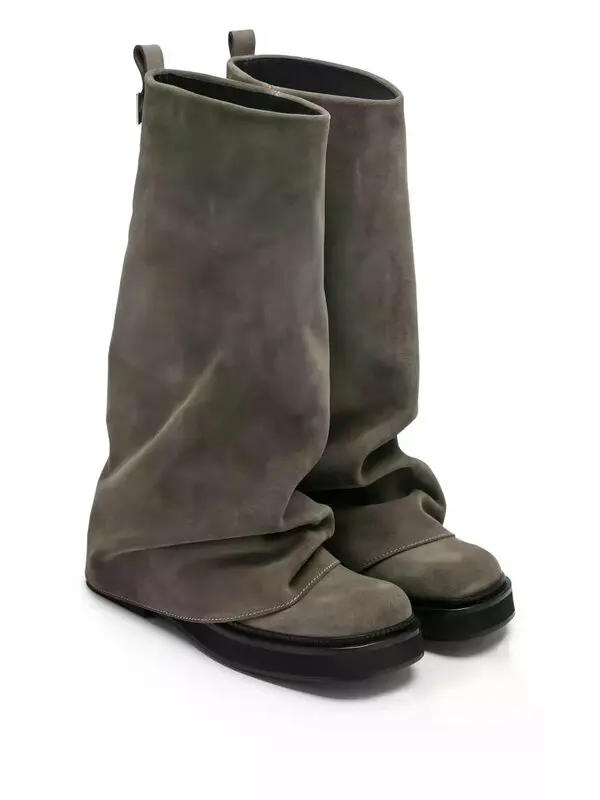 Attico Robin Suede Combat Boots - Grey