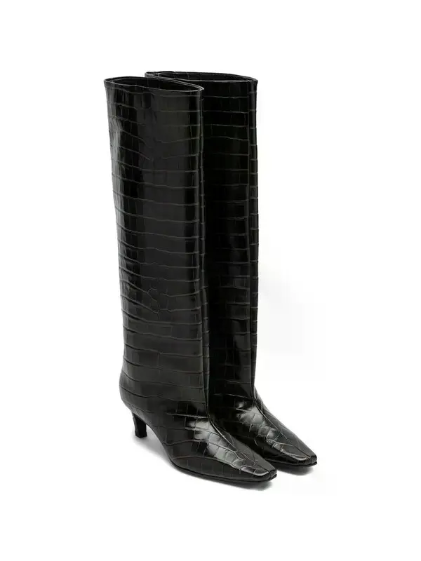 TOTEME Croc-embossed Knee-high Boots