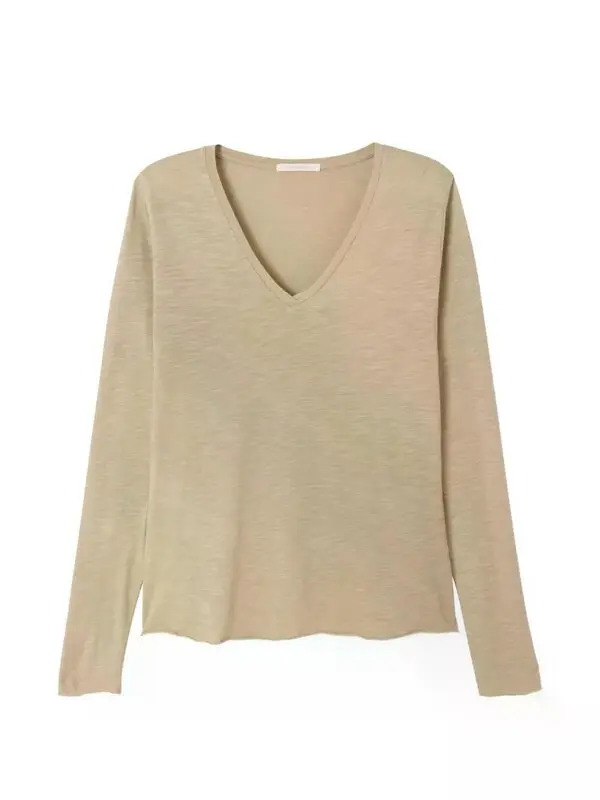 American Vintage Jacksonville Long-sleeve V-neck T-shirt - Neutrals