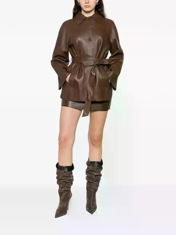 P.a.r.o.s.h Leather Tie-waist Jacket