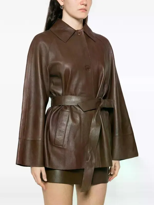 P.a.r.o.s.h Leather Tie-waist Jacket