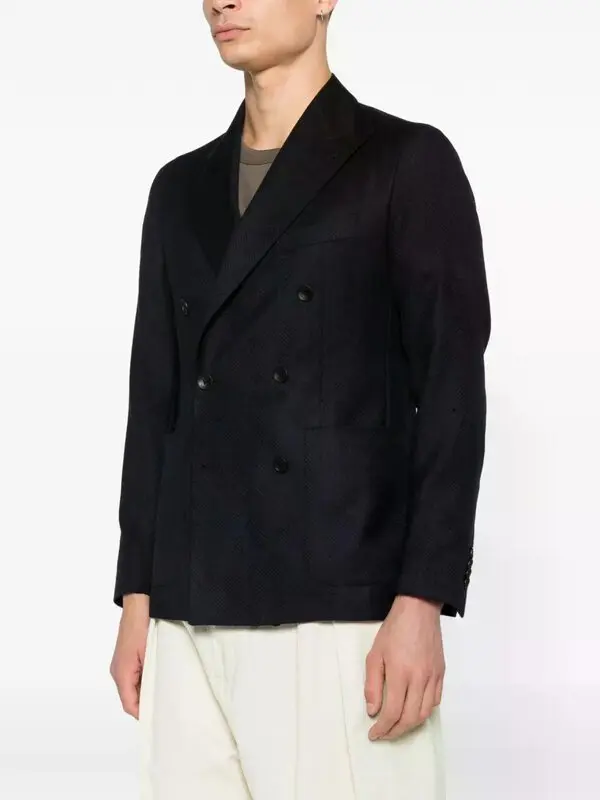 Tagliatore Double-breasted Herringbone Blazer - Blue