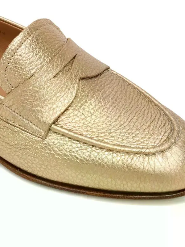 Magnanni Sonya Metallic Pebble Leather Loafers