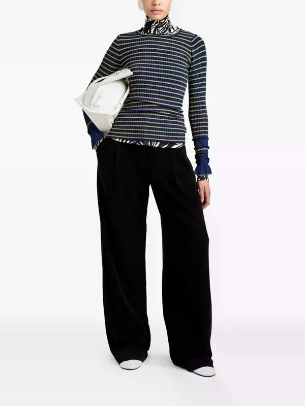Proenza Schouler White Label Striped Ruffled Sweater - Blue