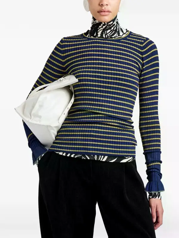 Proenza Schouler White Label Striped Ruffled Sweater - Blue