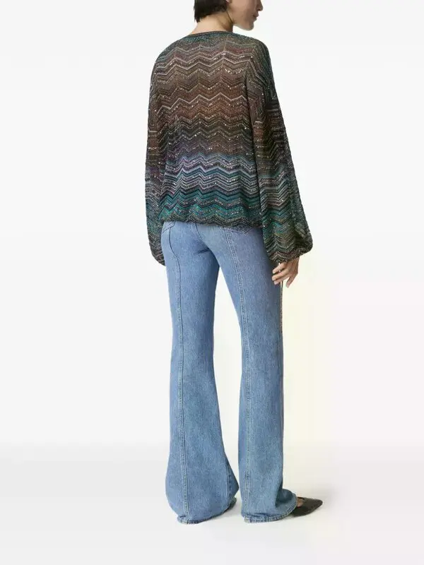 Missoni Chevron-pattern Tie-detail Blouse