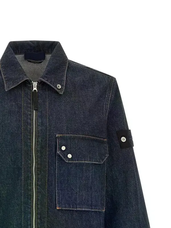 Stone Island Contrast-stitching Zip Denim Overshirt