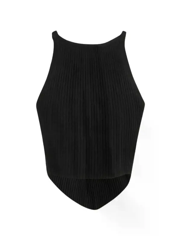 COURREGES Embroidered Knit Top - Black