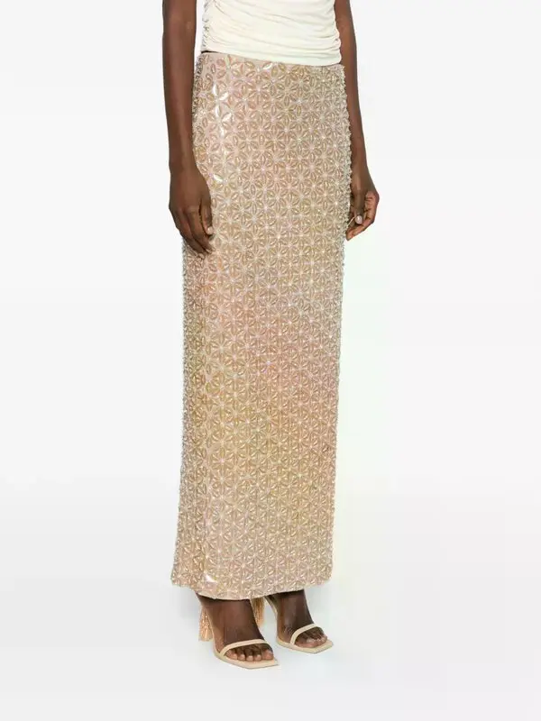 P.a.r.o.s.h Sequin-embellished Maxi Skirt - Neutrals