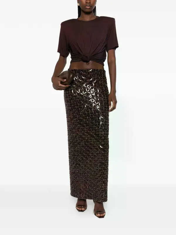 P.a.r.o.s.h Sequin-embellished Maxi Skirt - Brown