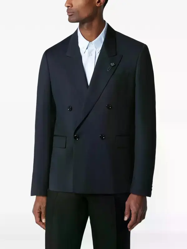 LARDINI Wool Double-breasted Jacket - Blue