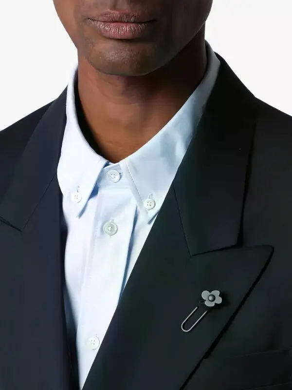 LARDINI Wool Double-breasted Jacket - Blue