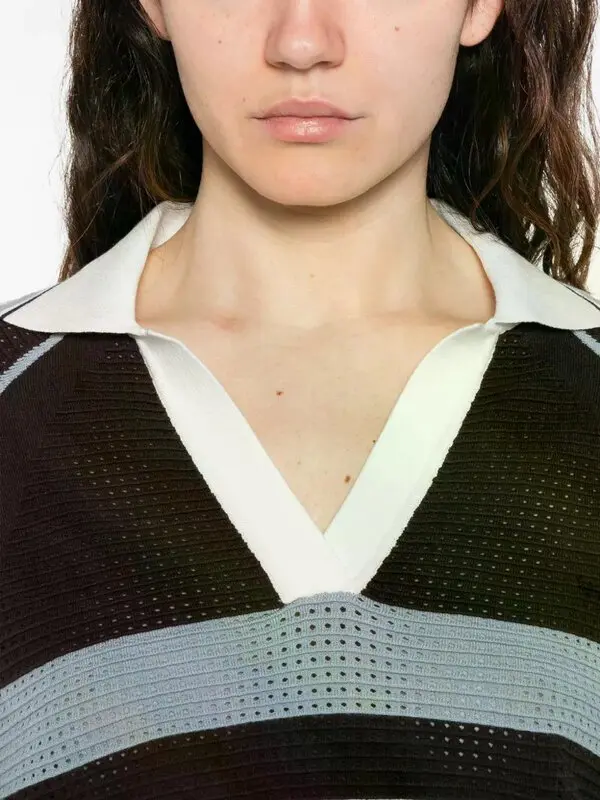 P.a.r.o.s.h Striped V-neck T-shirt - Brown