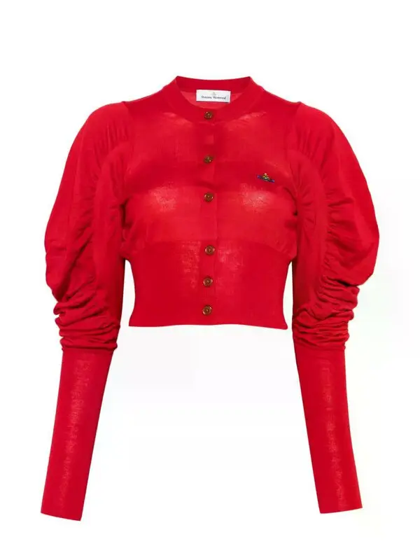 VIVIENNE WESTWOOD Puff-sleeve Cropped Cardigan - Red