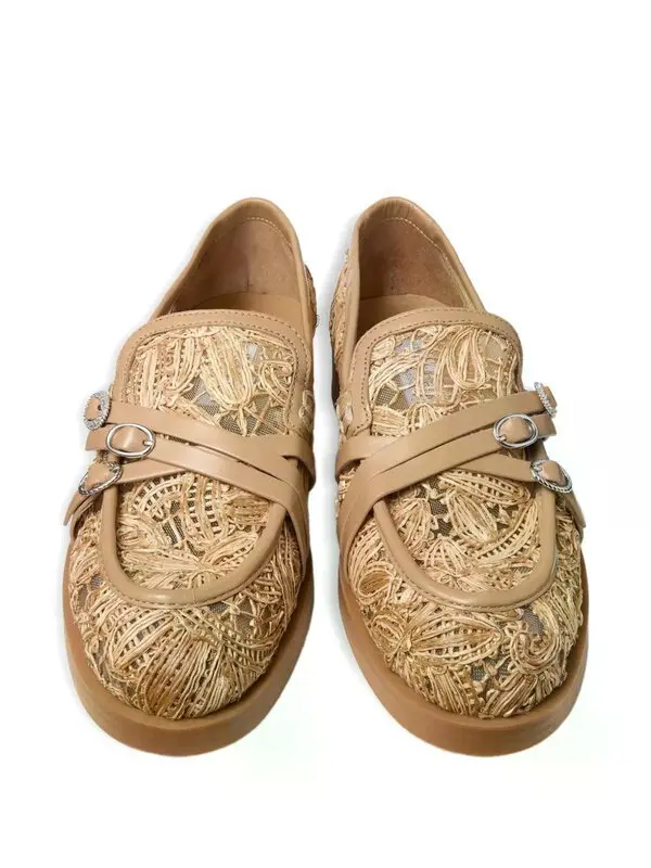 JIMMY CHOO Kalia Loafers With Strap Detail - Neutrals