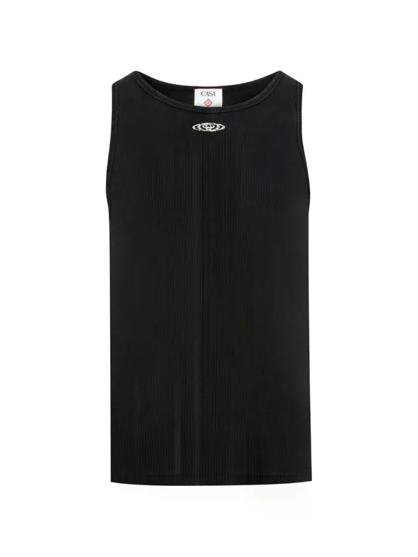 Casablanca Ribbed Tank Top - Black