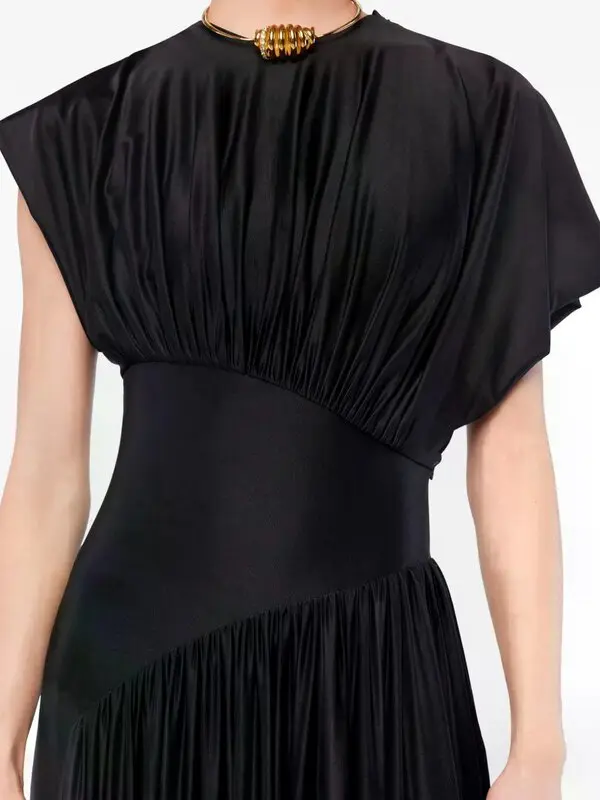Rabanne Satin Ruching Dress - Black